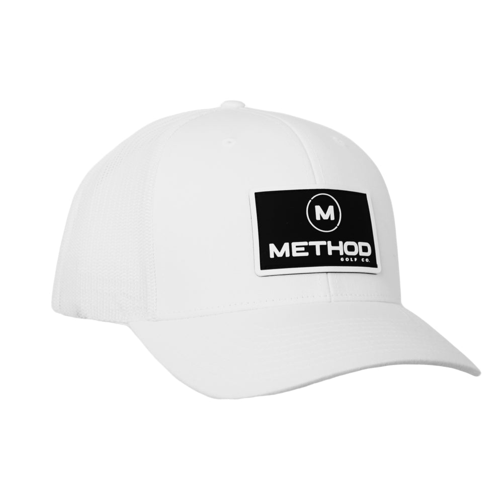 Method Golf Hat - White - Black Patch – Method Golf Co